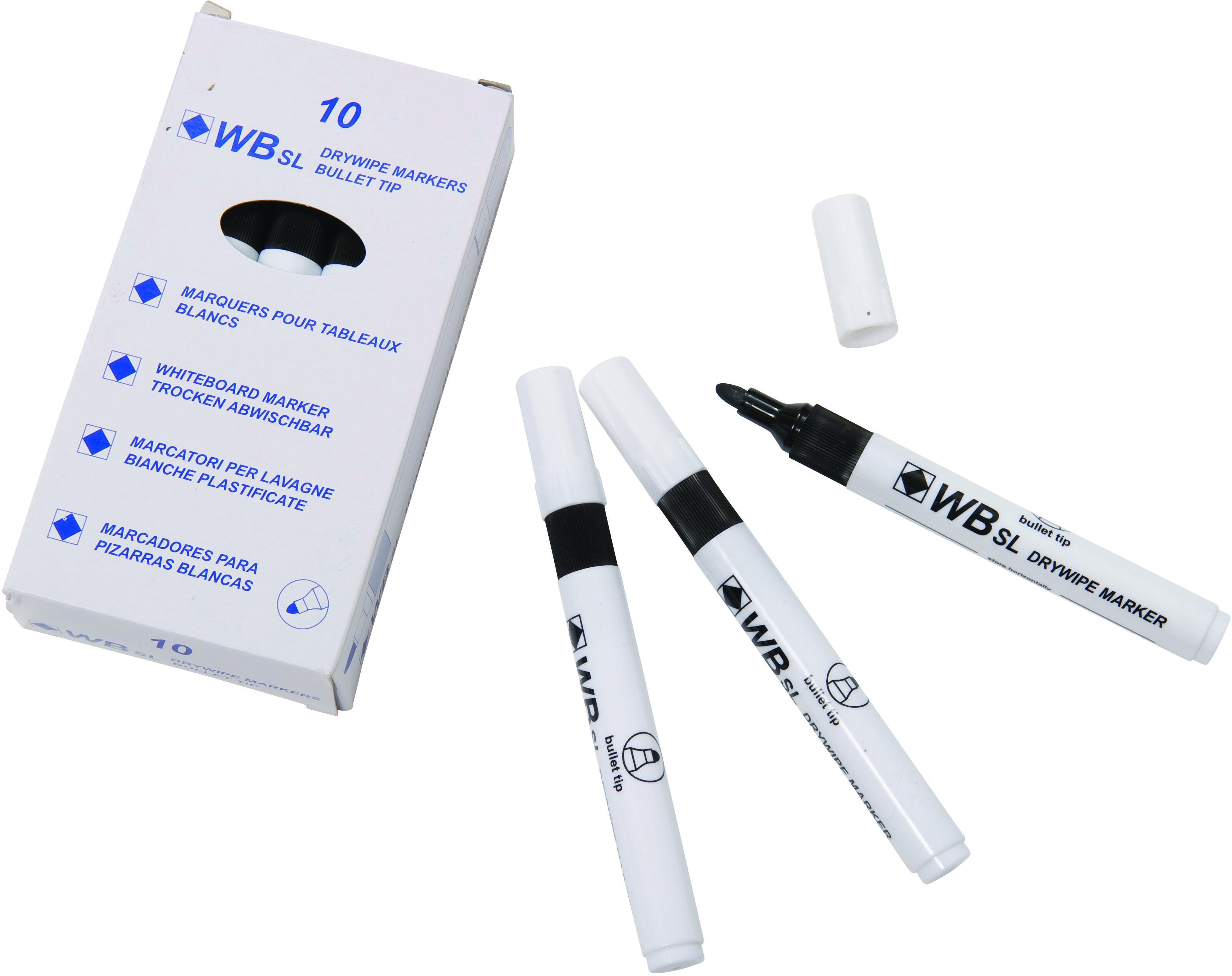 Spaceright Black Junior Dry Wipe Marker Pens - Box of 10 - Office ...