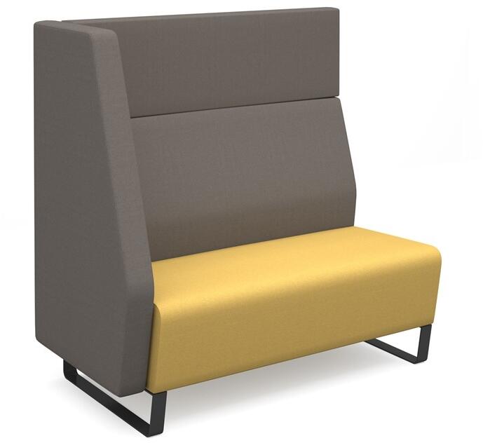 High Back Double Seater Sofa with Right Arm & Black Frame - Office ...