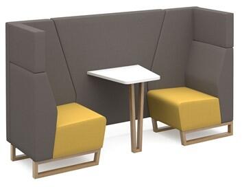 2 Person Meeting Booth with Table & Wooden Sled Frame - Office ...