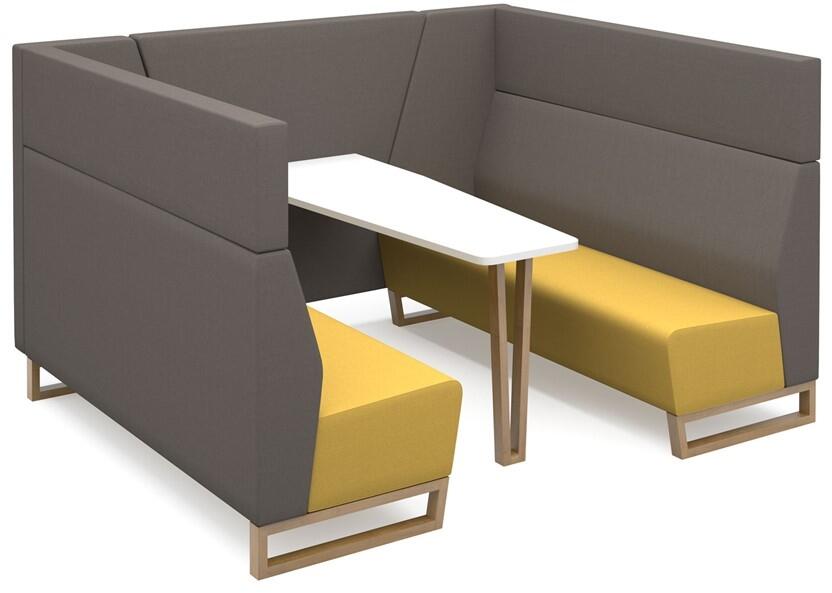 High Back 6 Person Meeting Booth with Table & Wooden Frame - Office ...