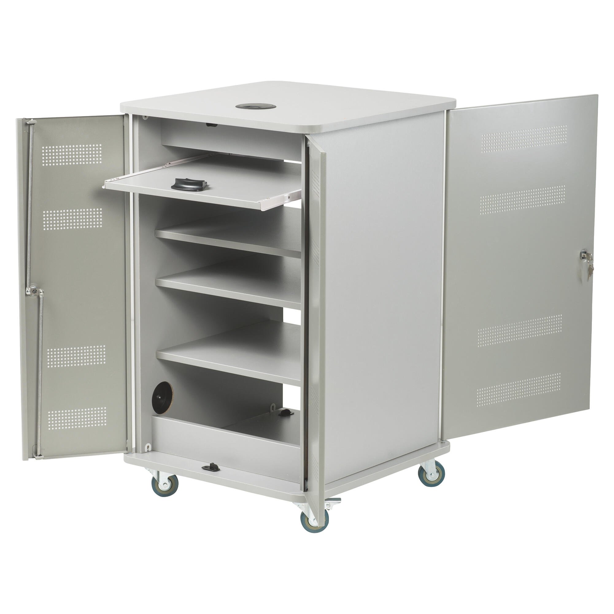 Nobo Multimedia Cabinet Silver/Grey Code - Office Furniture Direct