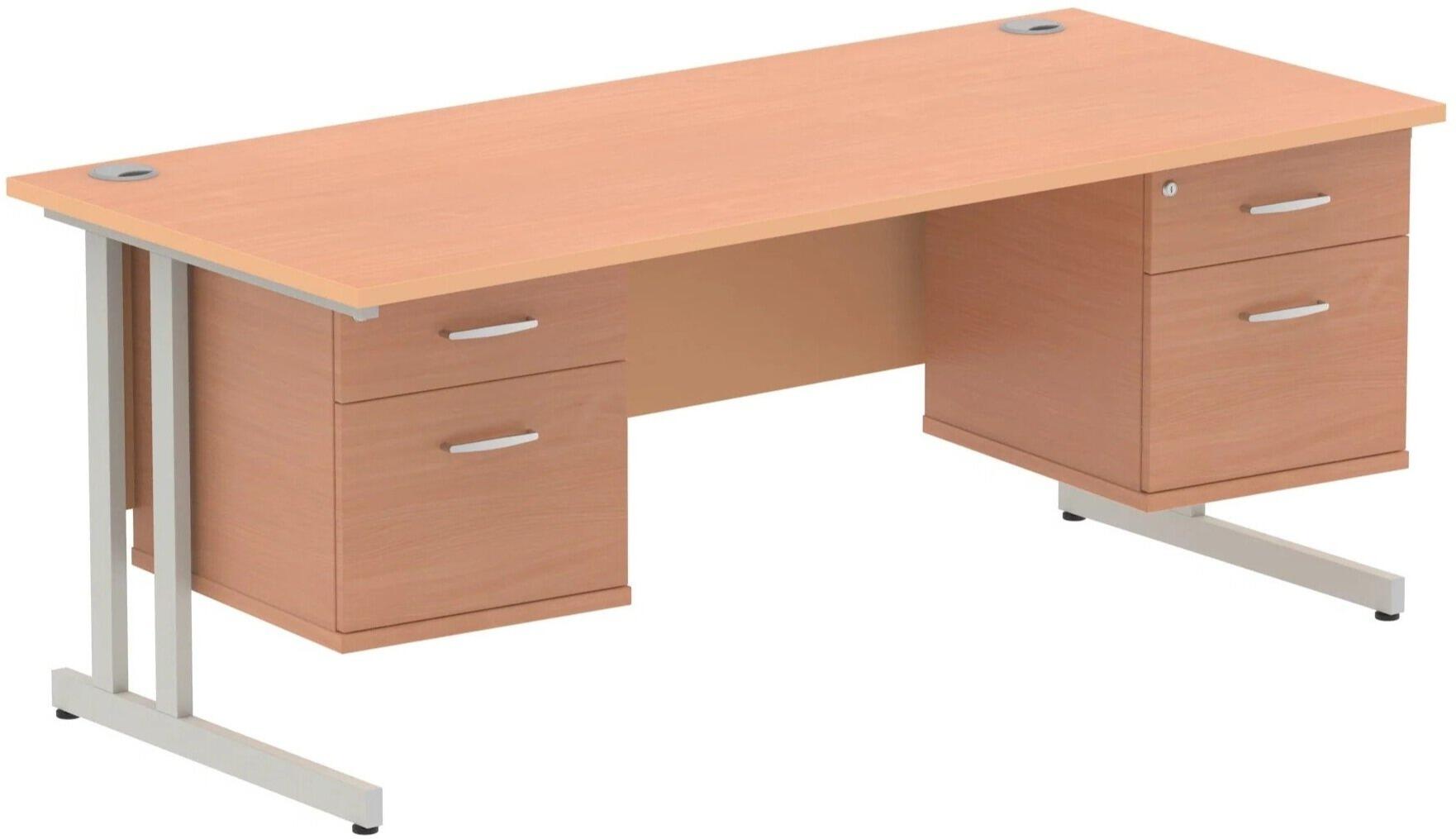 Dynamic Impulse Office Desk with 2 Drawer Fixed Pedestals - 1800 x ...