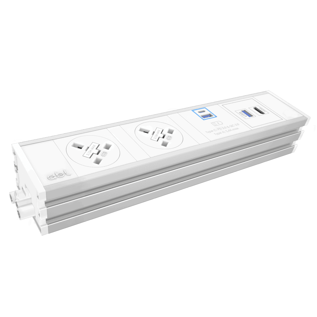 ABL Link Power Module- 4x Sockets 3.15A, 1x 3 Pole Socket, 1x A+C (USB ...
