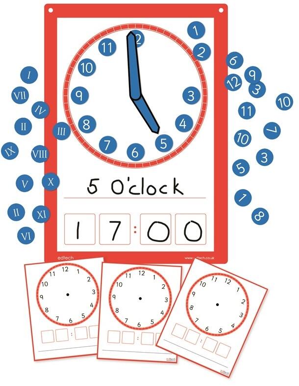 Edtech Dry Wipe Clock Faces - Class Pack with Magnetic Features ...