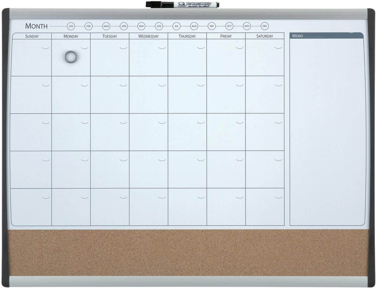 Nobo Small Magnetic Whiteboard Planner with Cork Notice Board 585mm x ...