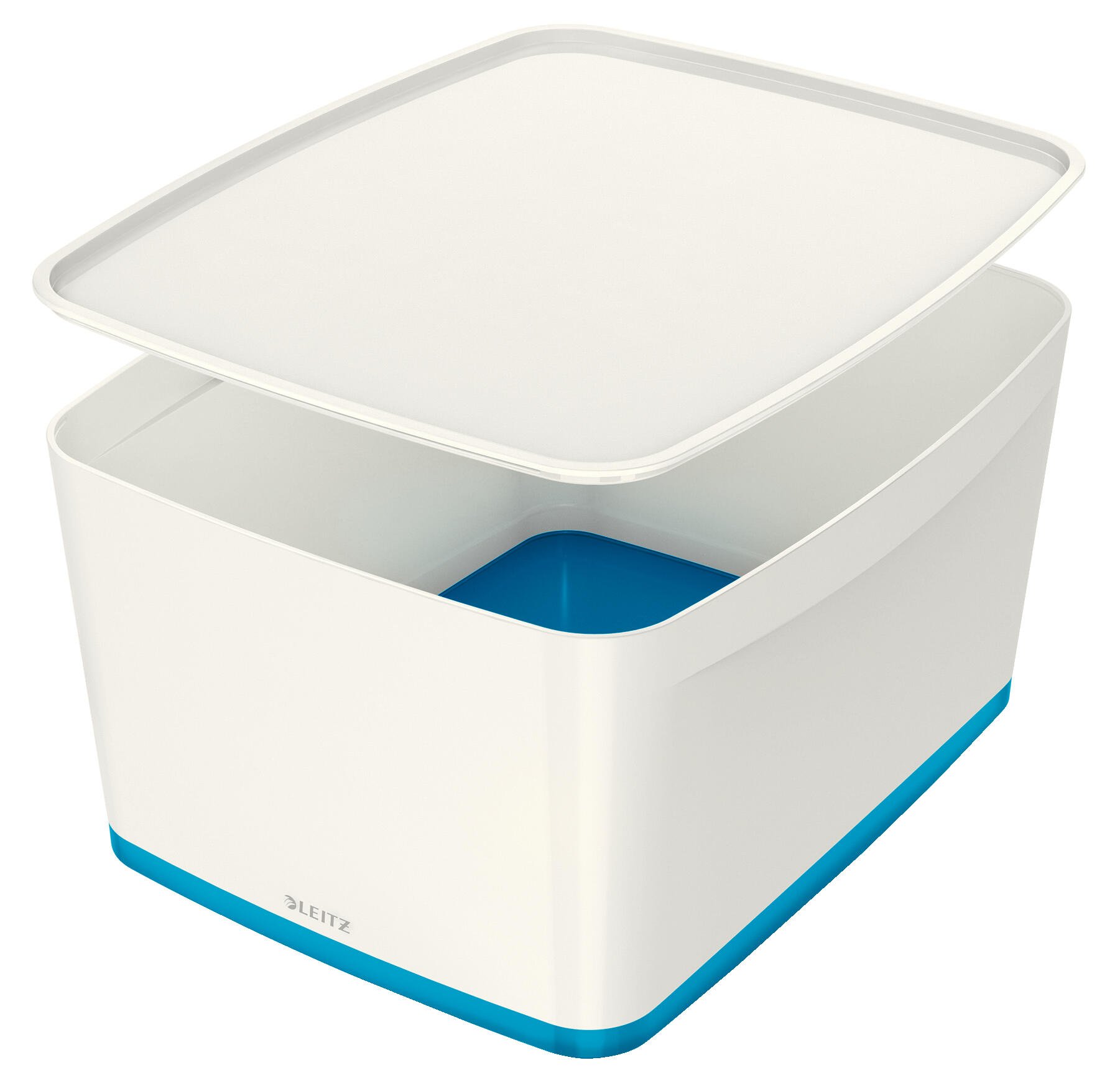 Leitz Mybox Large Storage Box with Lid - White and Blue - Office ...