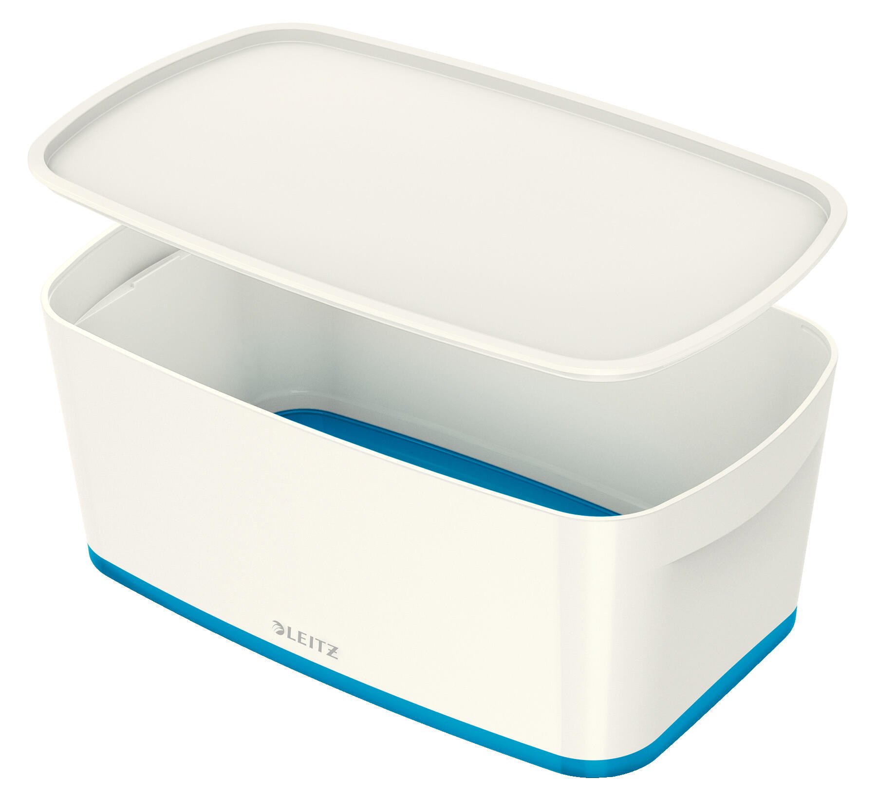 Leitz Mybox Small Storage Box with Lid - White and Blue - Office ...