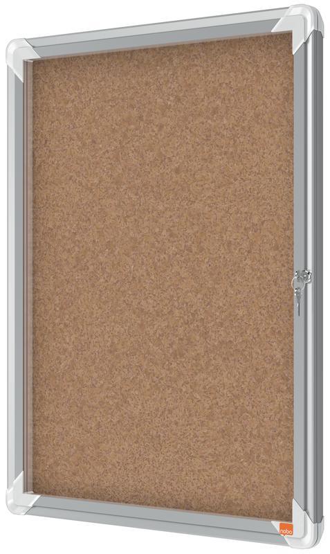 Nobo Premium Plus Cork Lockable Notice Board 4xA4 - Office Furniture Direct