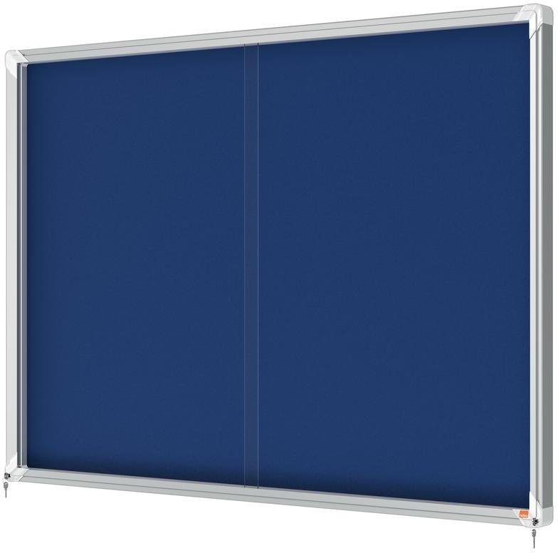 Nobo Premium Plus Felt Lockable Sliding Notice Board 18xA4 Blue ...