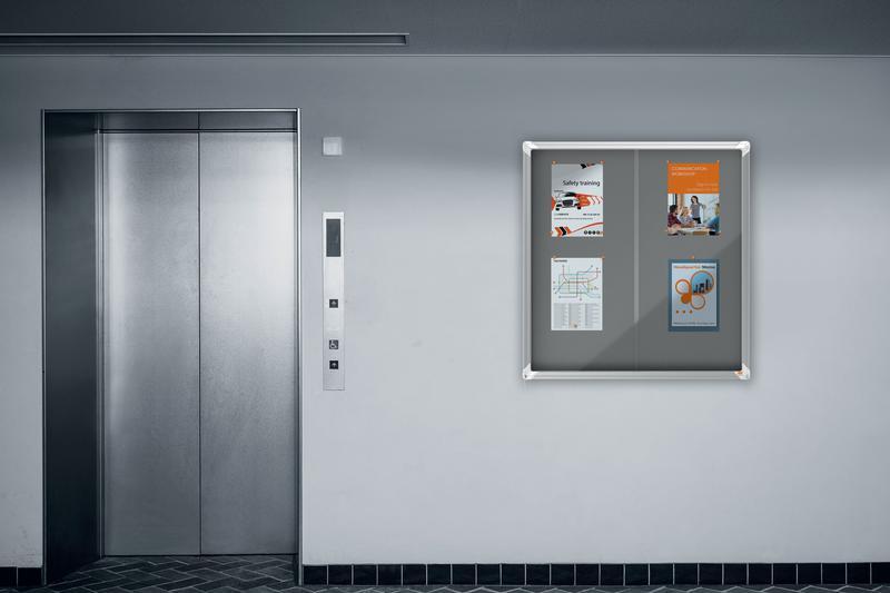 Nobo Premium Plus Felt Lockable Sliding Notice Board 18 x A4 Grey ...