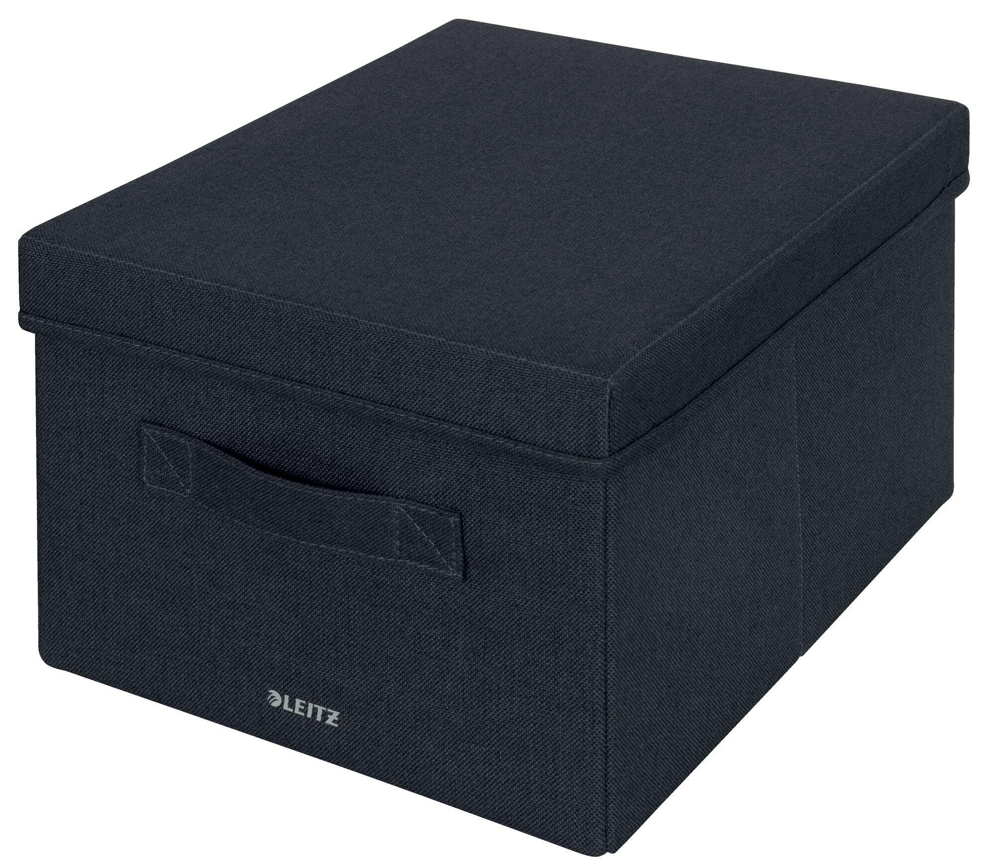 Leitz Fabric Storage Box with Lid Medium - Velvet Grey (Pack of 2 ...