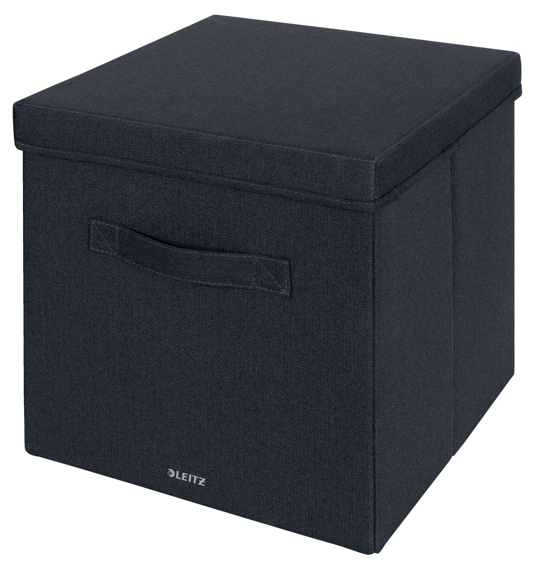 Leitz Fabric Storage Box with Lid Large - Velvet Grey (Pack of 2 ...