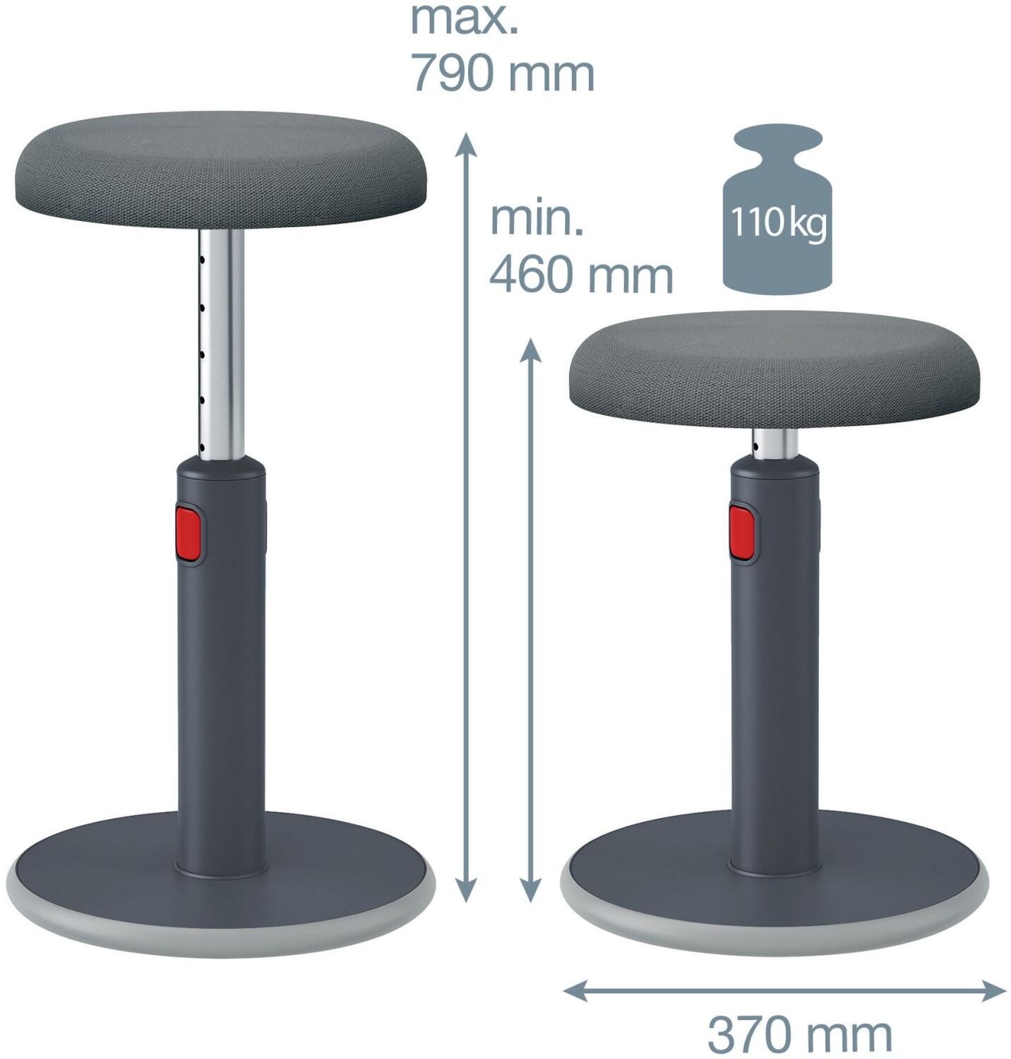 Leitz Active Sit Stand Swivel Stool Velvet Grey - Office Furniture Direct