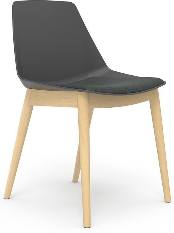 Formetiq Havana Wooden Four Leg Chair with Seat Pad in Dark Grey ...