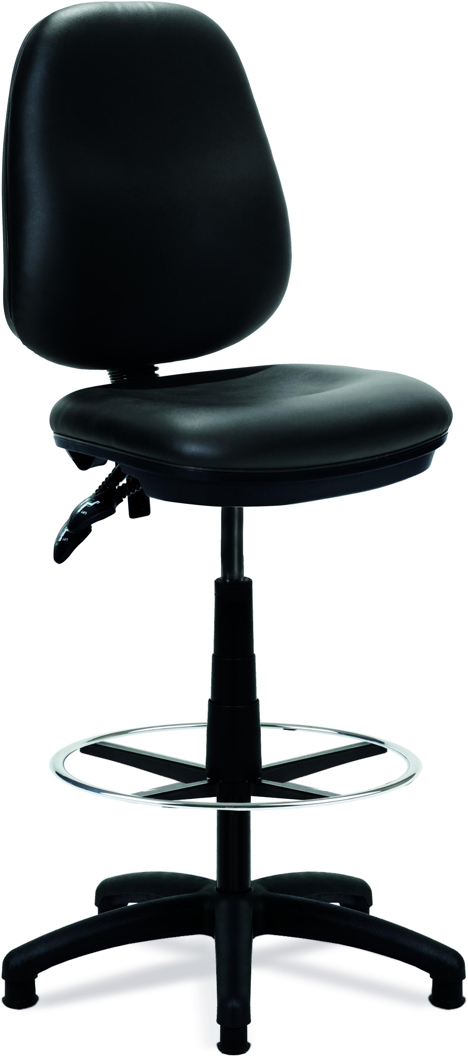Nautilus Java 200 Black Vinyl Draughtsman Chair with Lumbar Support ...