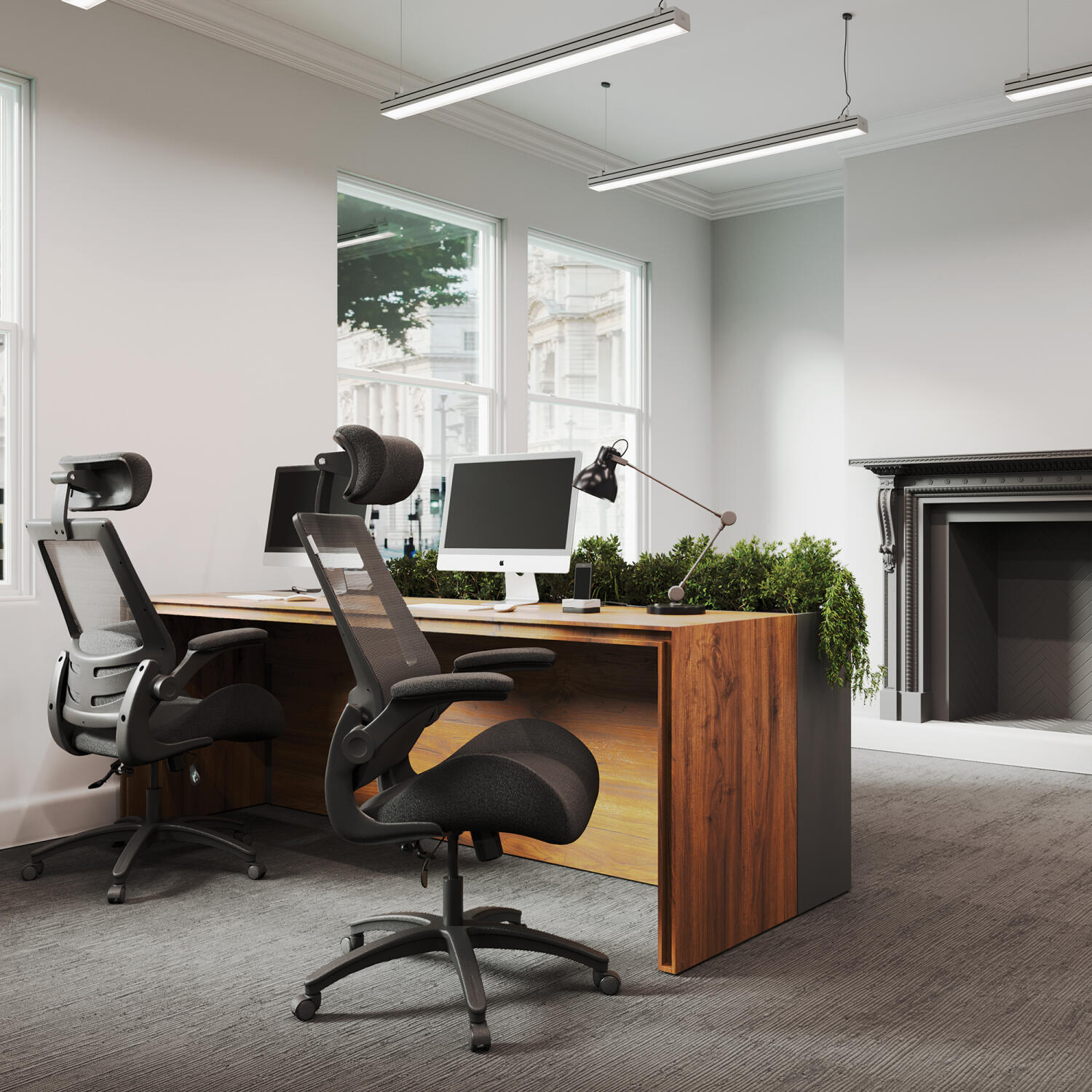 Nautilus Resolute High Back Mesh Chair with Padded Seat and Arms ...