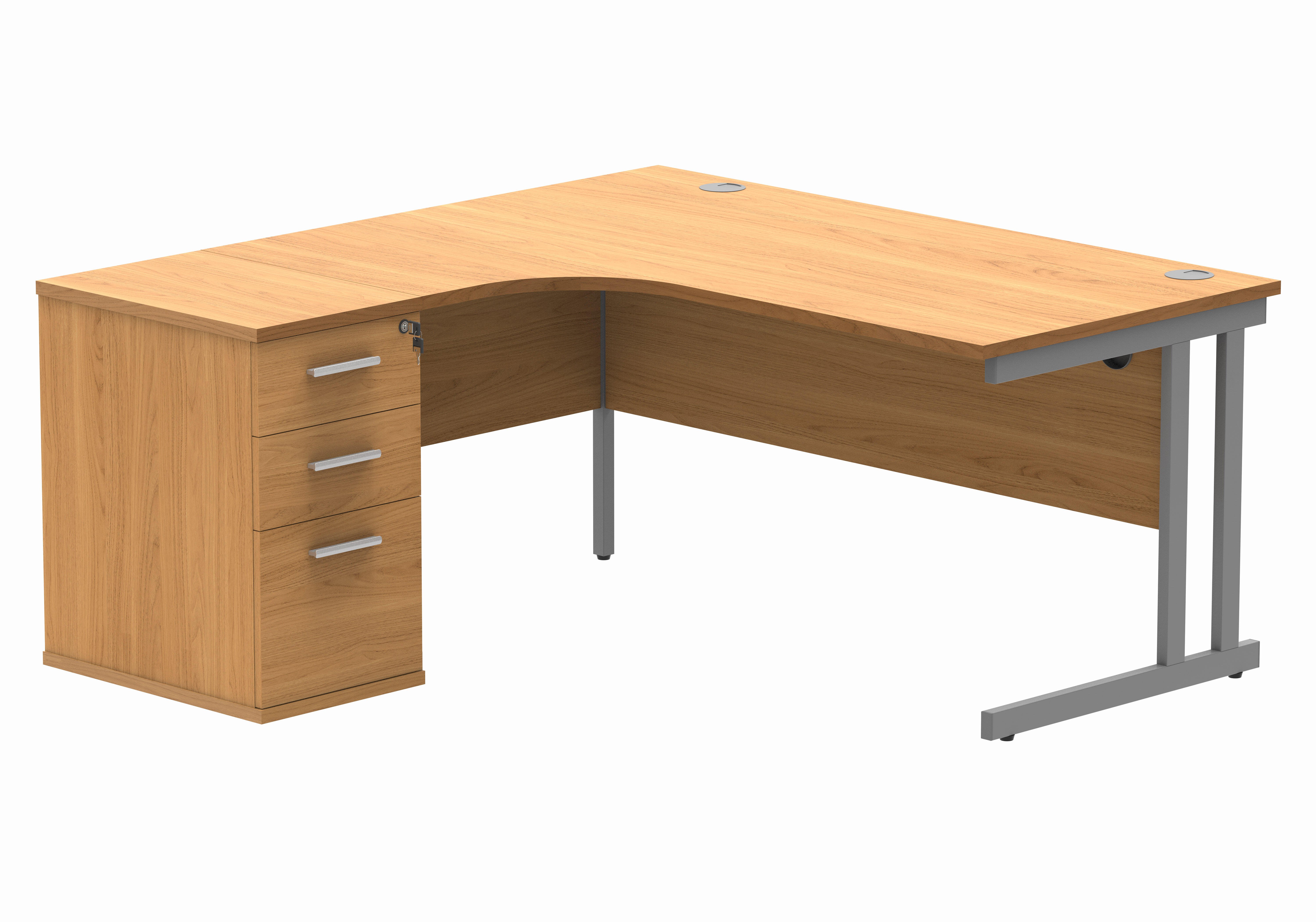 Gala Corner Desk 1600mm x 1200mm with High Pedestal and Steel Frame ...