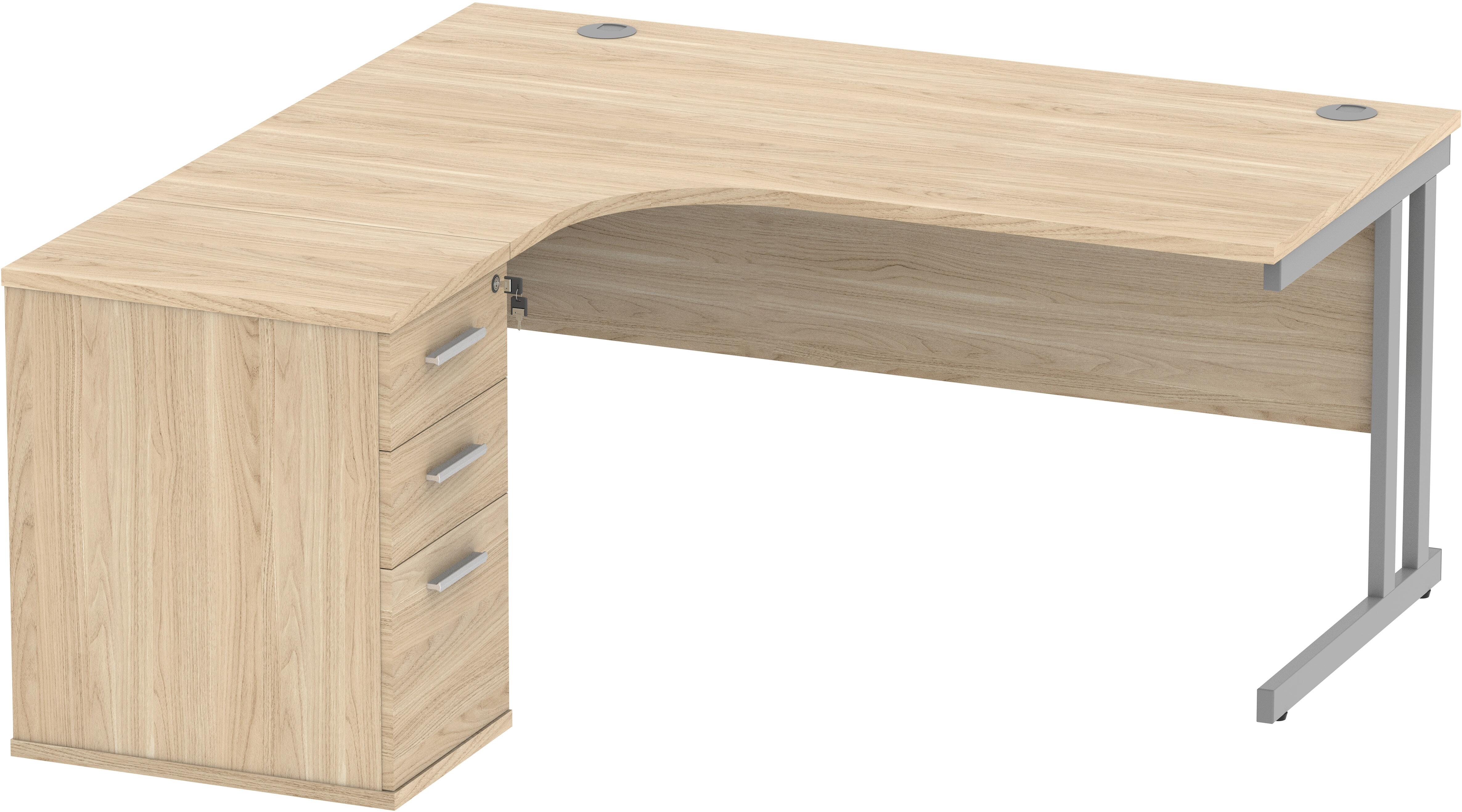 Gala Corner Desk 1600mm x 1200mm with High Pedestal and Steel Frame ...