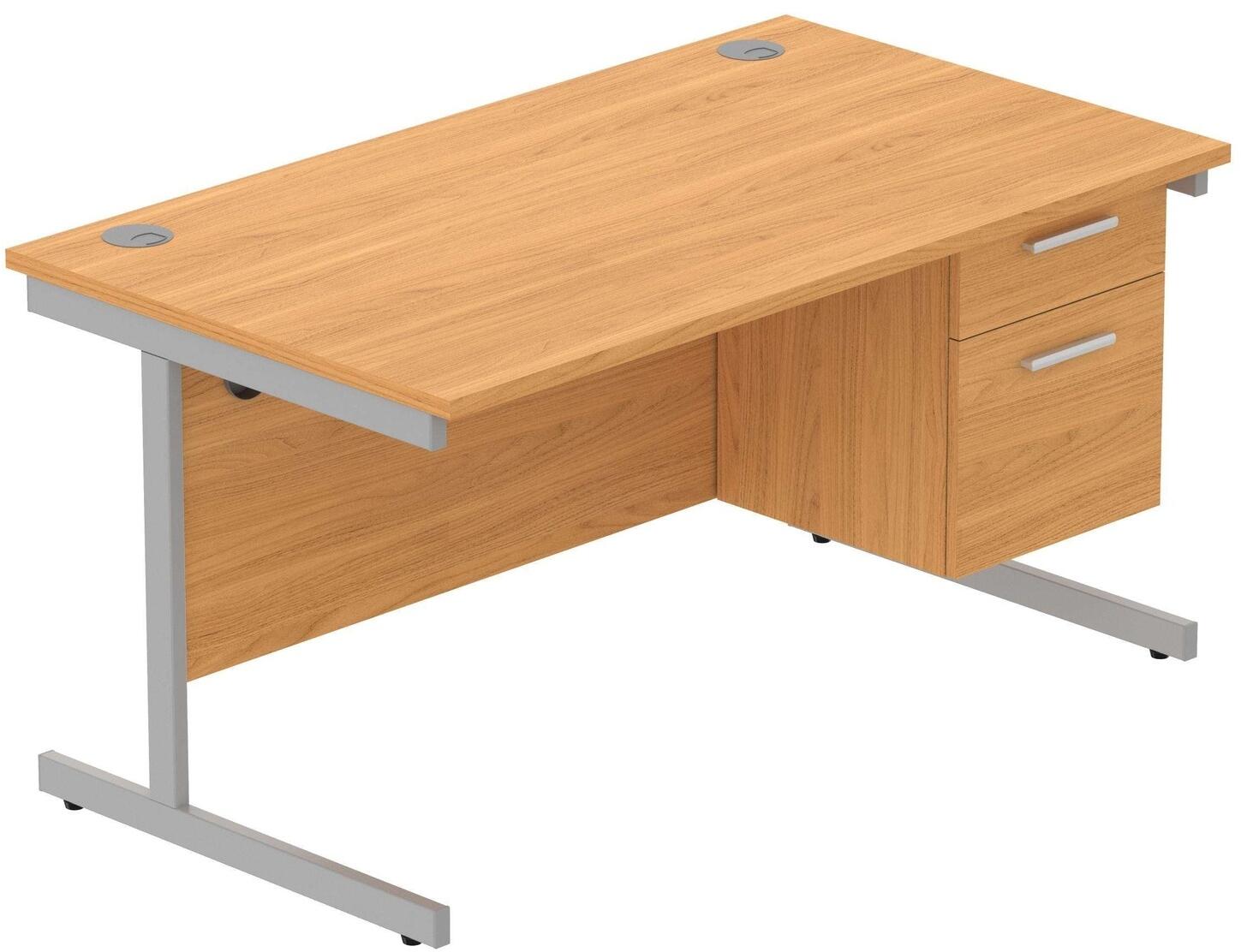 Gala Single Upright Rectangular Desk with 2 Drawer Fixed Desk Pedestal ...