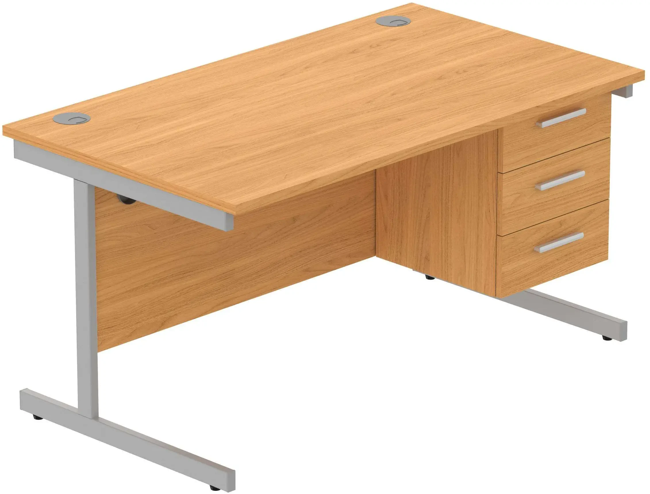 Gala Single Upright Rectangular Desk with 3 Drawer Fixed Desk Pedestal ...