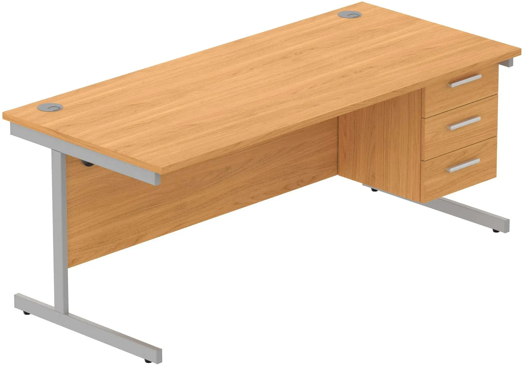 Gala Single Upright Rectangular Desk with 3 Drawer Fixed Desk Pedestal ...