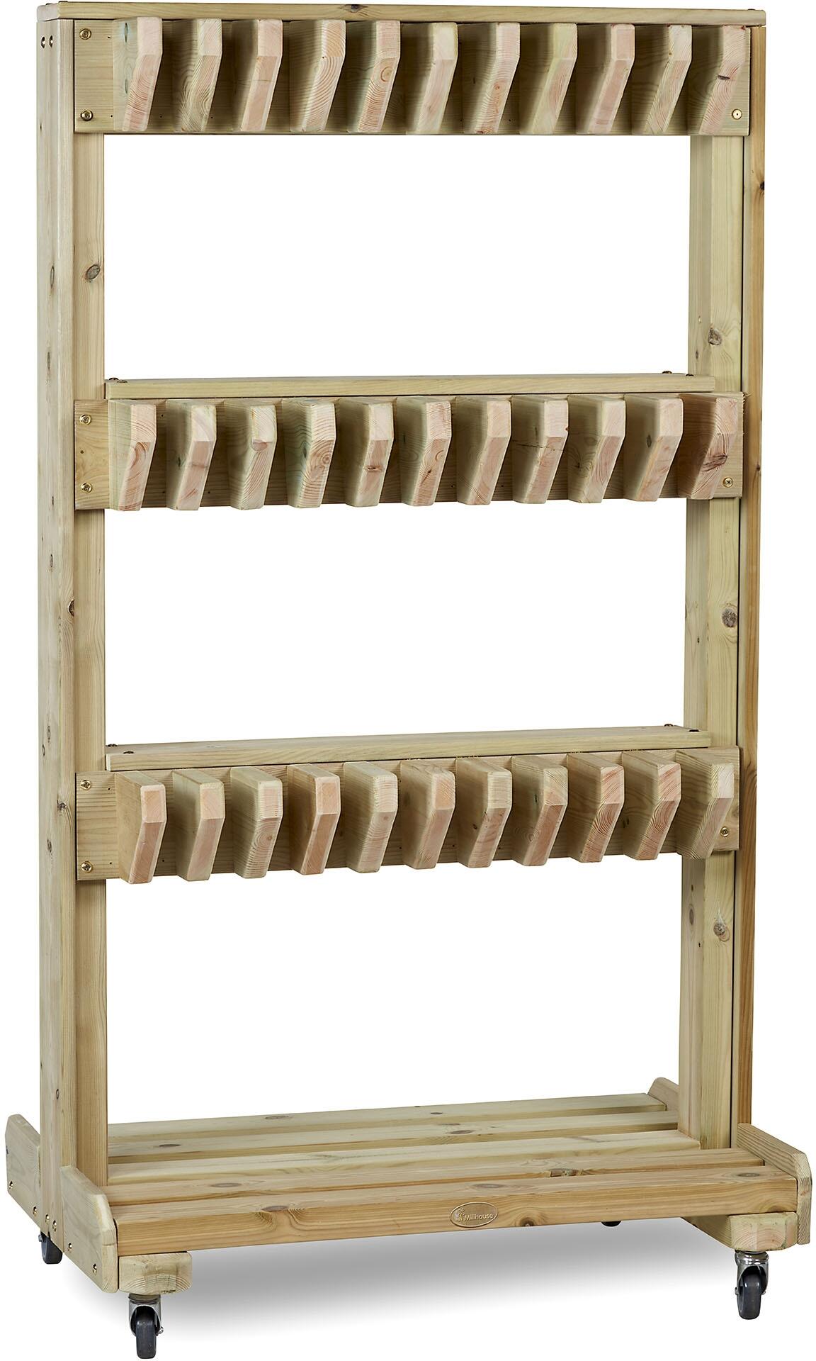 Millhouse Double-Sided Welly Storage for 30 Pairs with Locking Castors ...