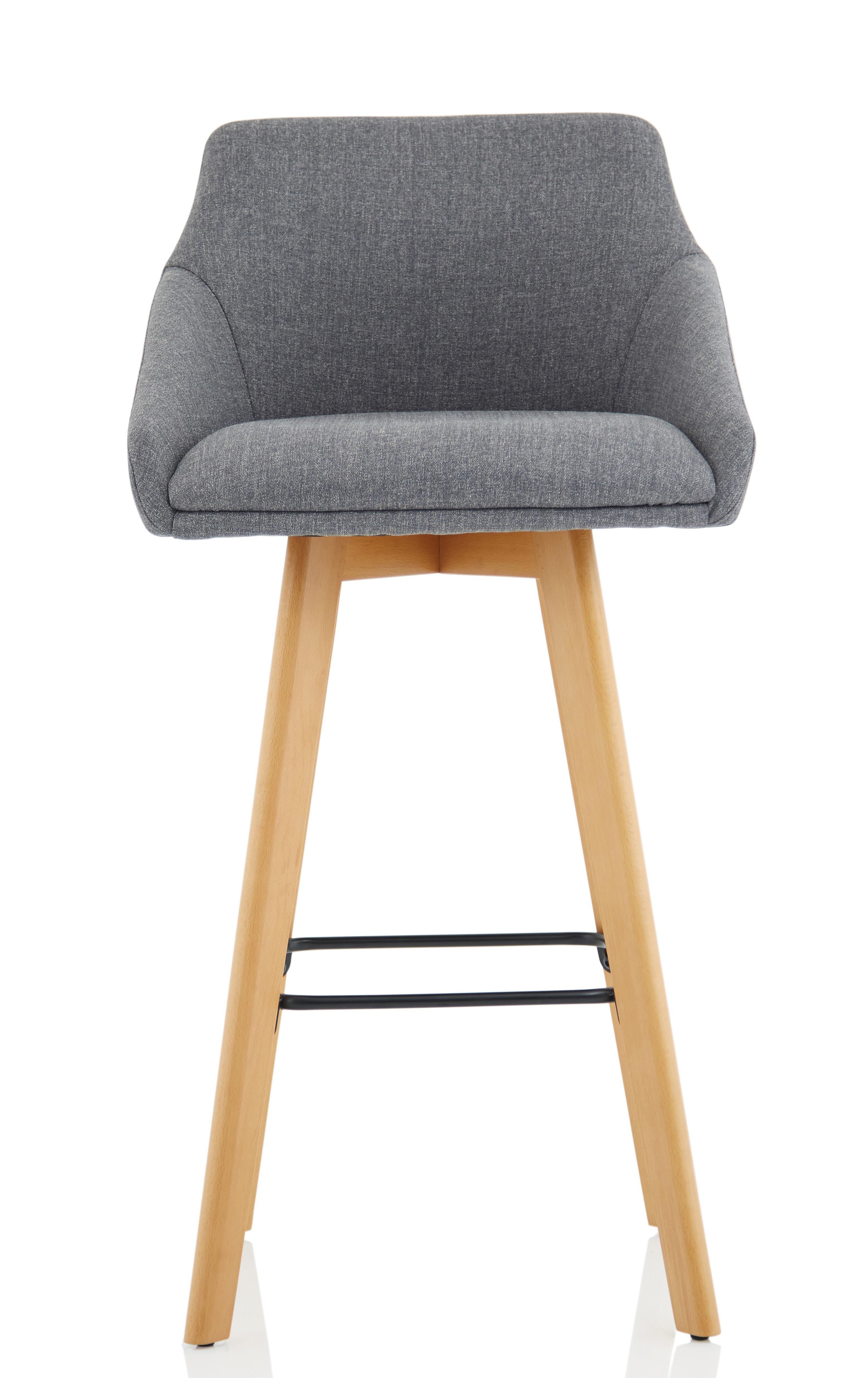 Dynamic Carmen Grey Fabric Wooden Leg High Stool - Office Furniture Direct