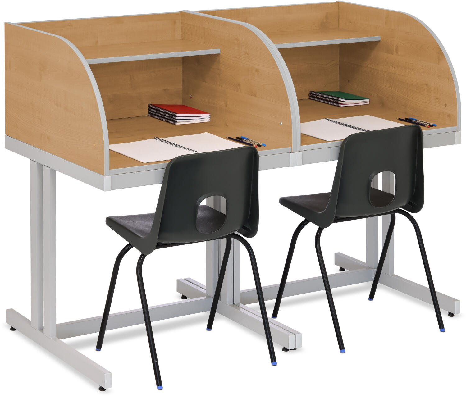 Monarch Double Study Carrel with Round Sides - Office Furniture Direct