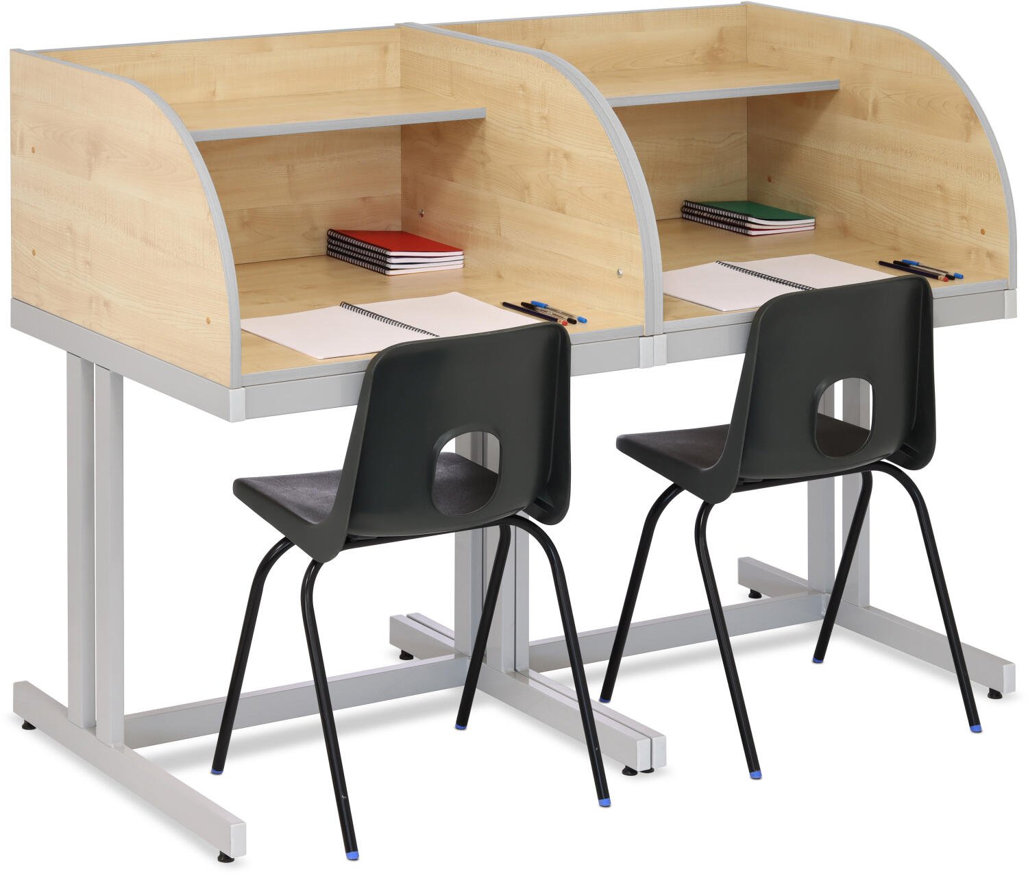 Monarch Double Study Carrel with Round Sides - Office Furniture Direct