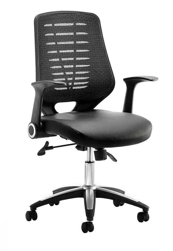 Dynamic Relay Leather Seat Operator Chair Black Back - Office Furniture ...