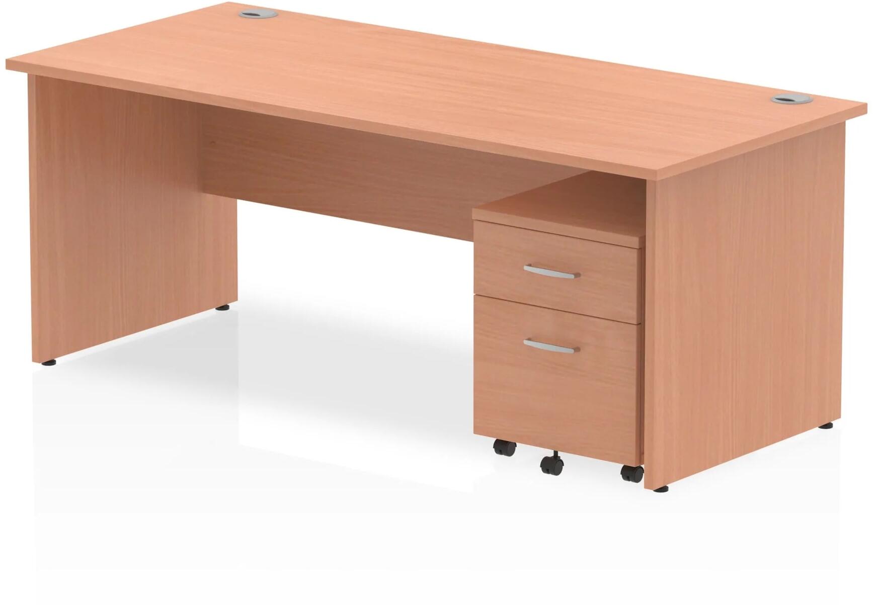 Dynamic Impulse Rectangular Desk with Panel End Legs and Pedestal ...