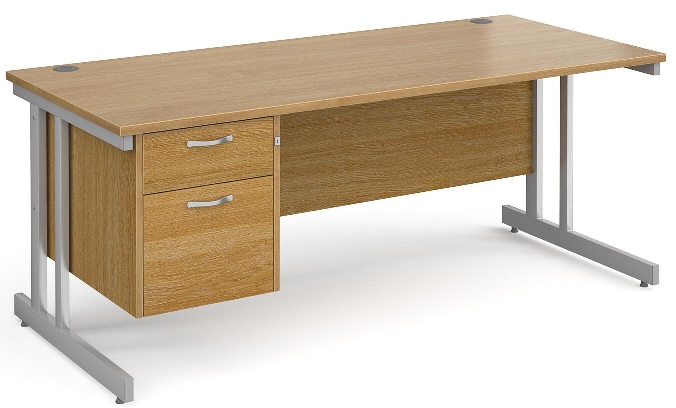 Gentoo Rectangular Desk with Twin Legs and 2 Drawer Pedestal - Office ...