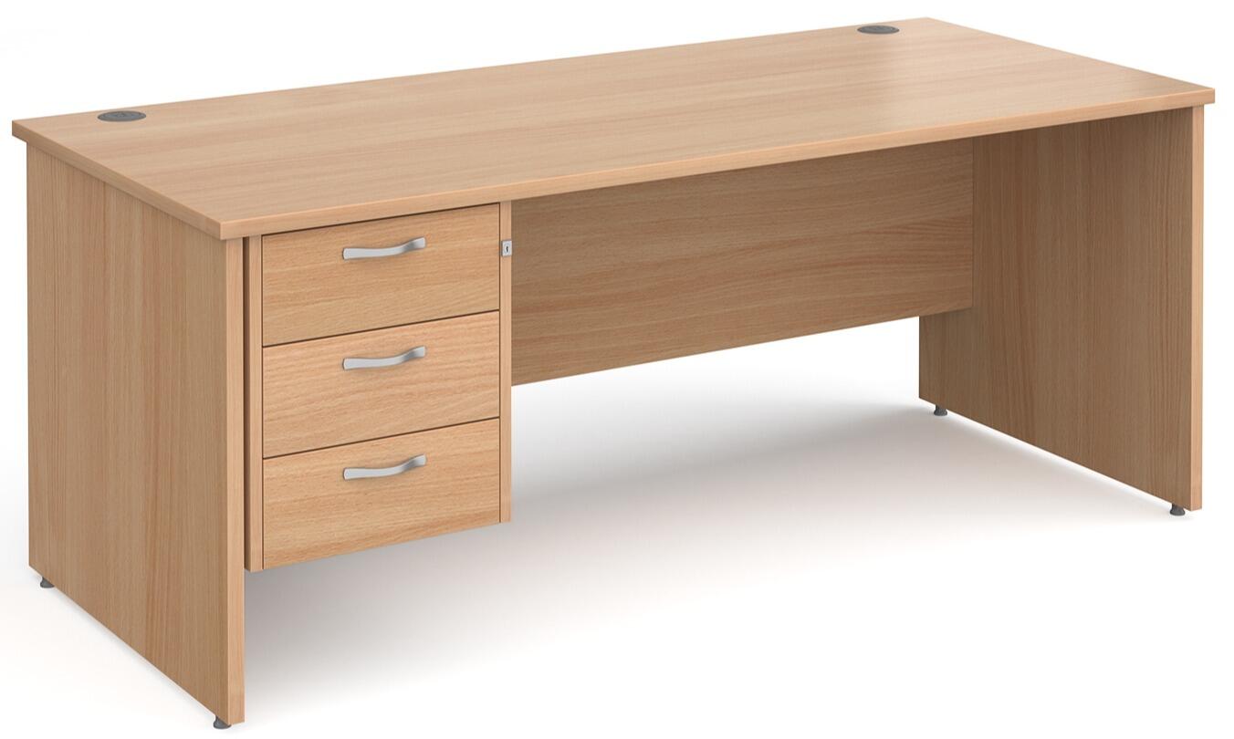 Gentoo Rectangular Desk with Panel End Legs and 3 Drawer Pedestal ...