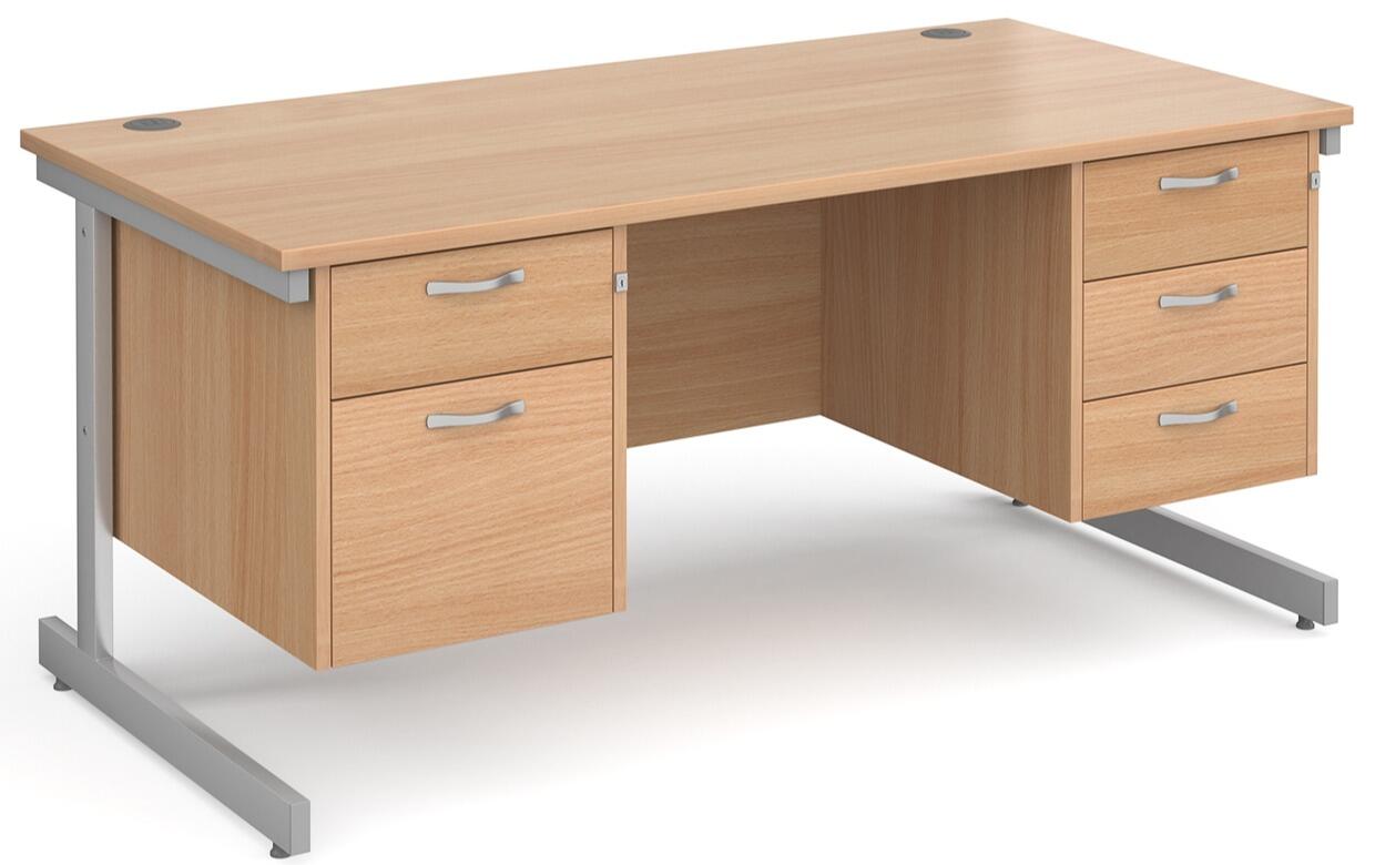 Gentoo Rectangular Desk with Single Cantilever Legs and Drawers ...