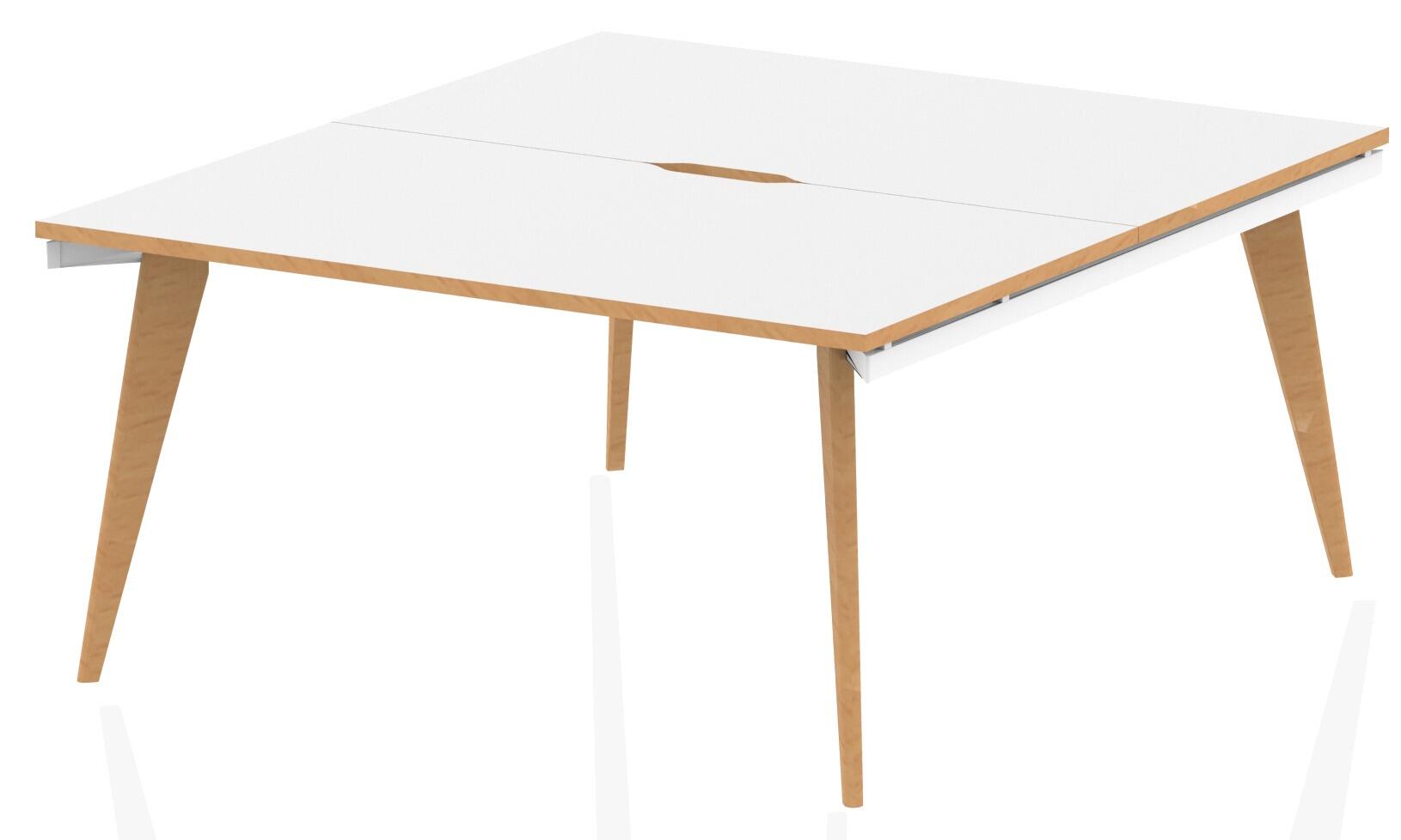 Oslo B2B White Frame Wooden Leg Bench Desk 1400 White With Natural Wood ...
