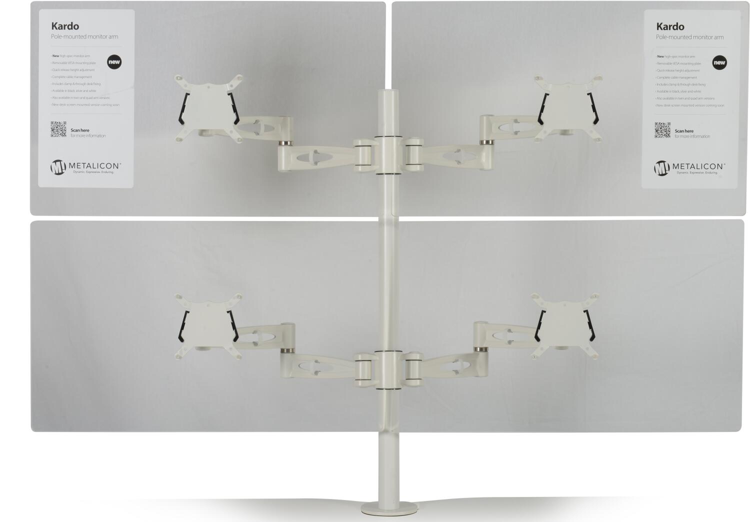 Metalicon Kardo Pole Mounted Quad Monitor Arms - Office Furniture Direct