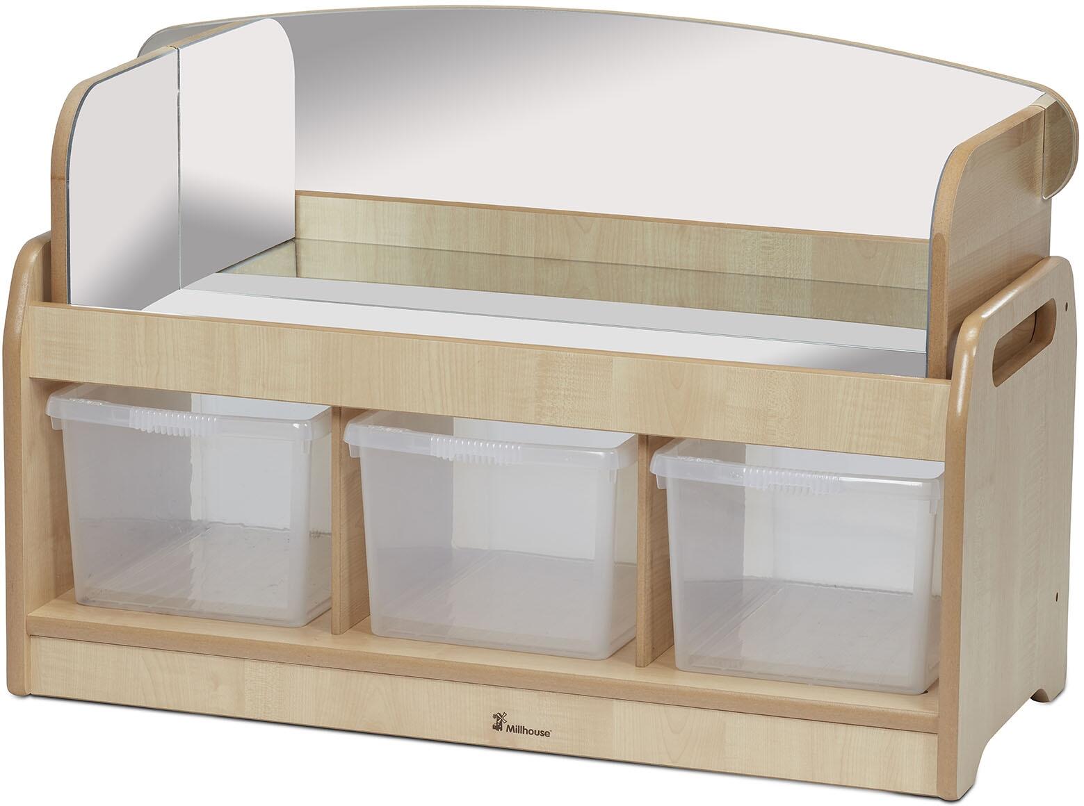 Millhouse Low Sensory Play Unit with Clear Tubs & Mirror - Office Furniture Direct