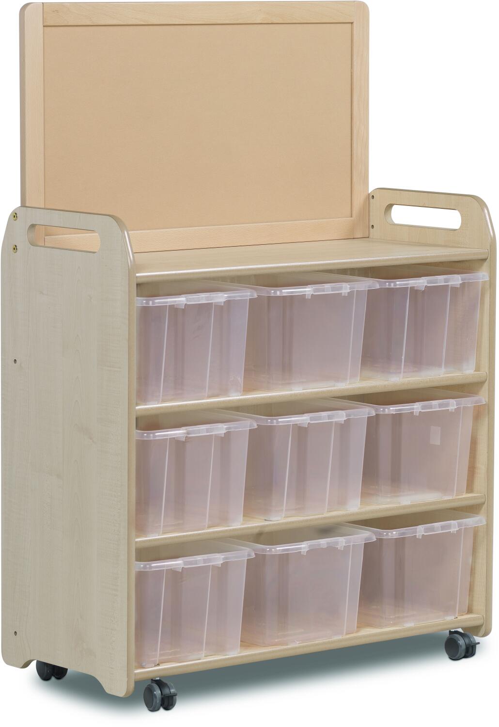 Millhouse Mobile Shelf Unit with Top Display & 9 Clear Tubs - Office ...