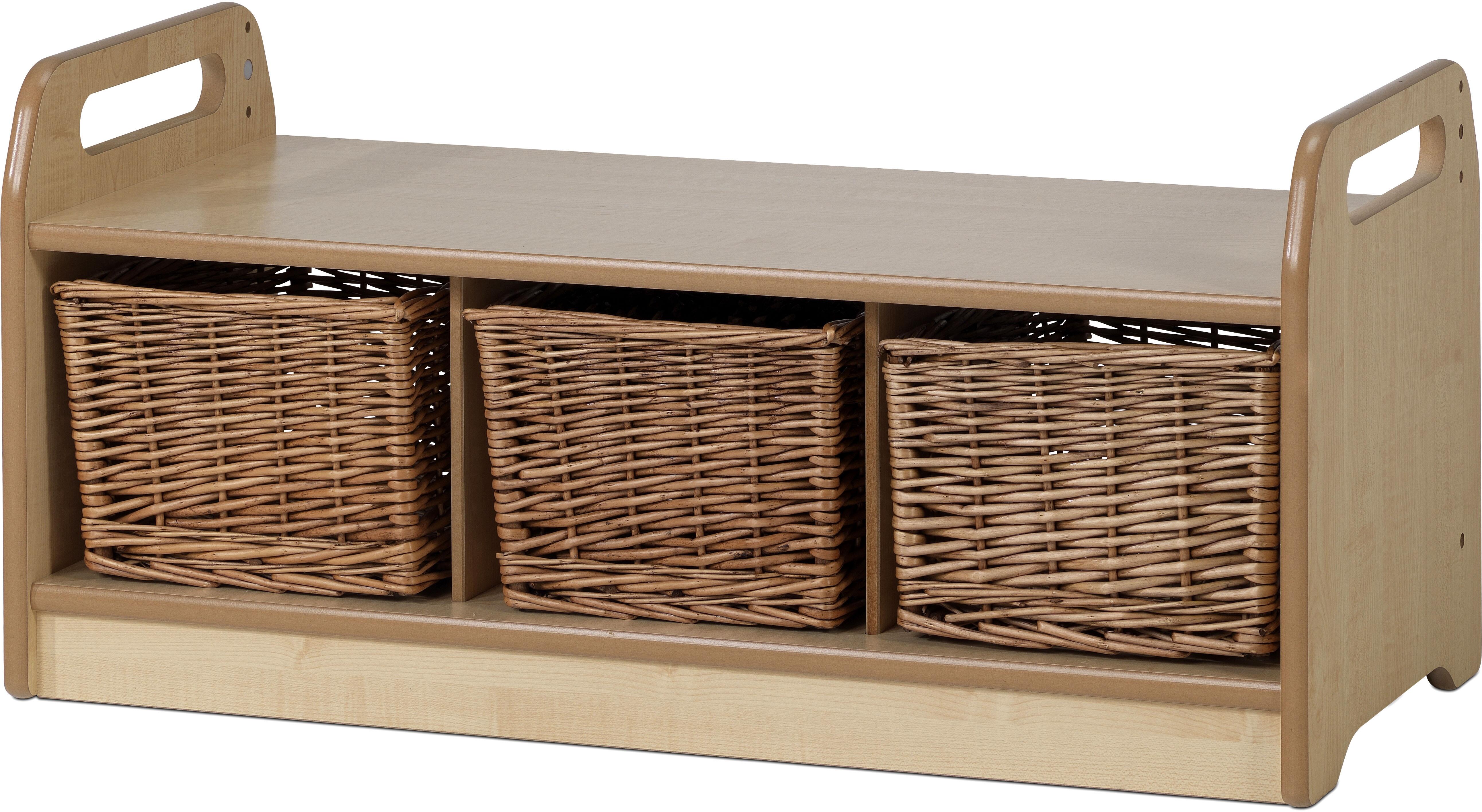 Millhouse Low Level Storage Bench with 3 Baskets W900xD400xH430mm Office Furniture Direct