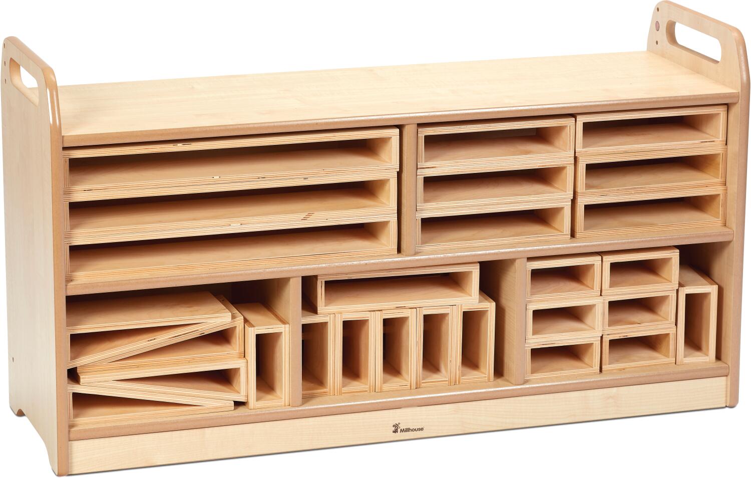Millhouse Hollow Block Storage Unit with 48 Wooden Blocks - Office ...