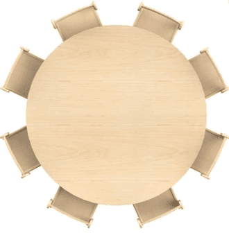 Millhouse Large Circular Table + 8 Beech Stacking Chairs - 260mm High - Office Furniture Direct