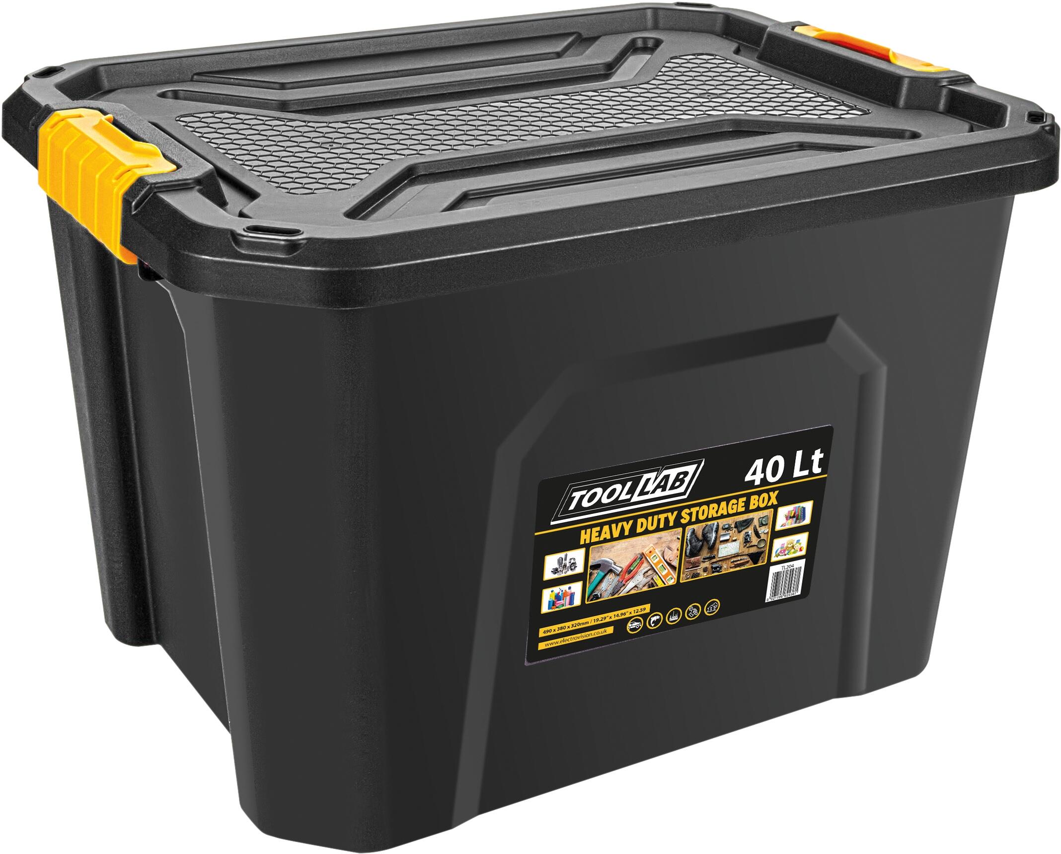 Tool-Lab Heavy Duty Polypropylene Storage Box with Clip on Lid - 40 Lt ...