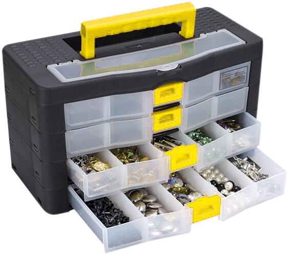 Tool-Lab 4-Storey Modular Storage Box - Portable Toolbox Organizer ...