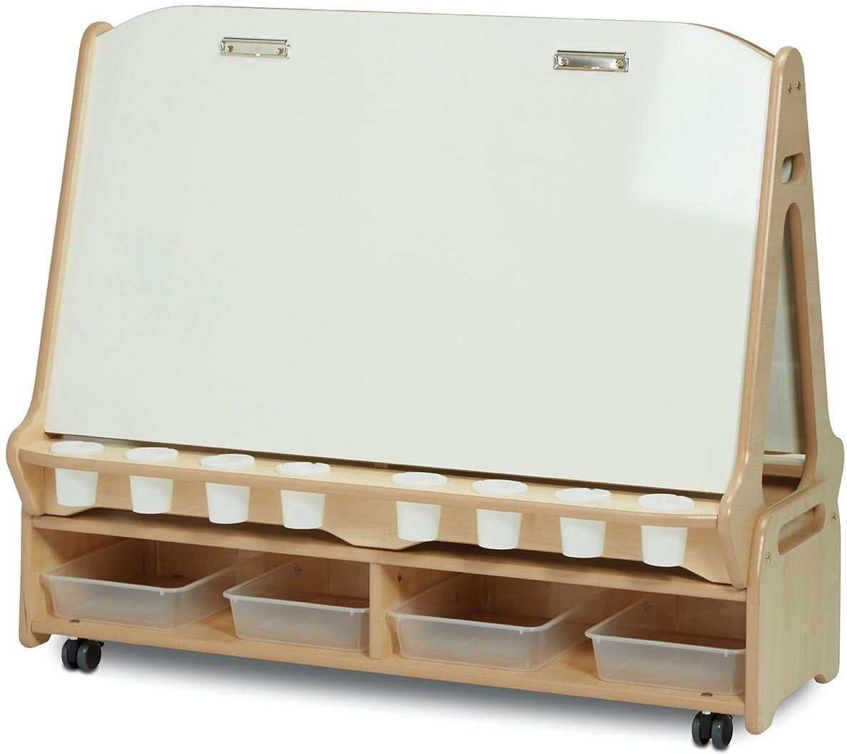 Millhouse Station White Board Easel with Storage Trolley - Office Furniture Direct