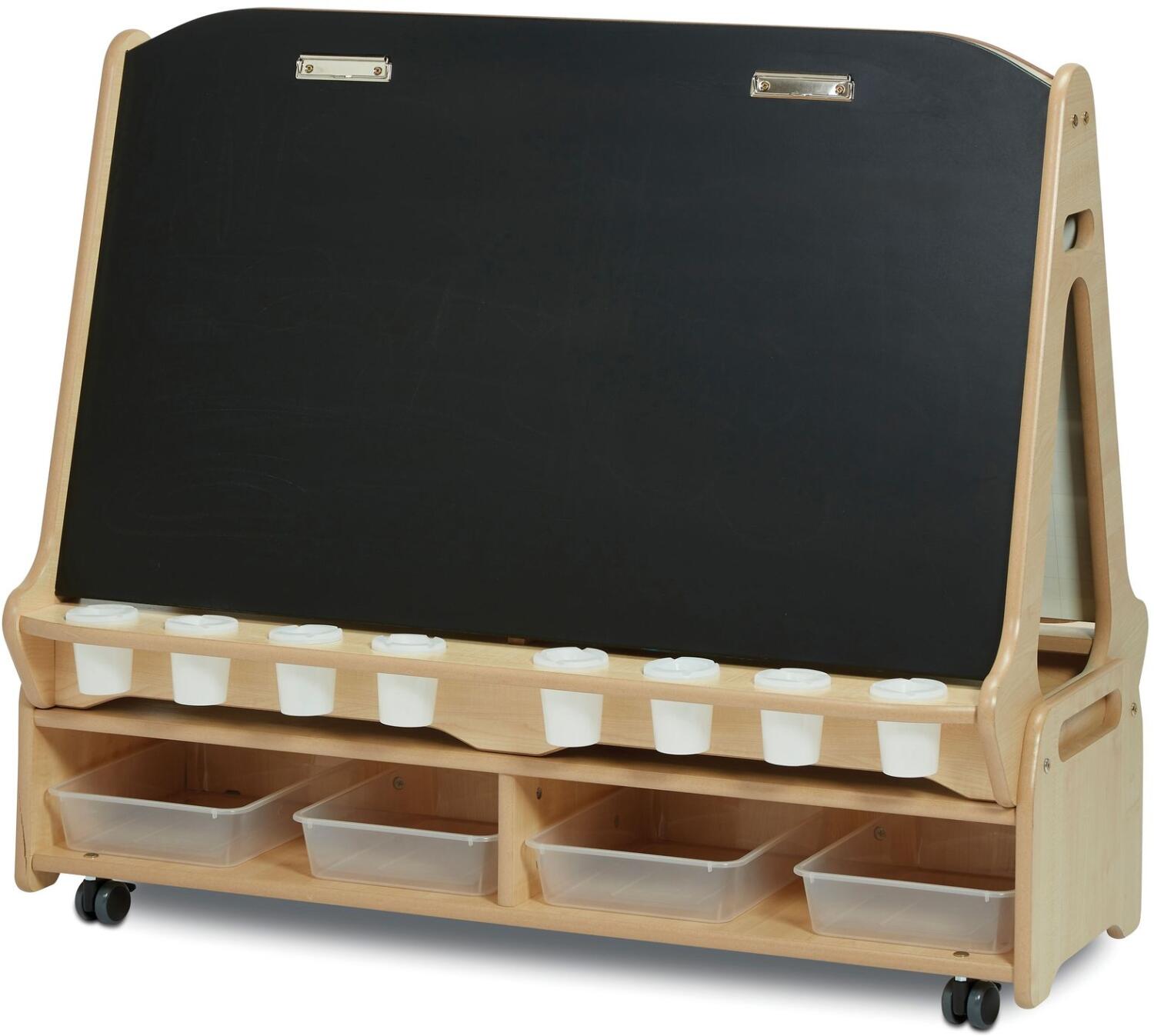Millhouse Station Chalk/Whiteboard Easel with Storage Trolley - Office ...
