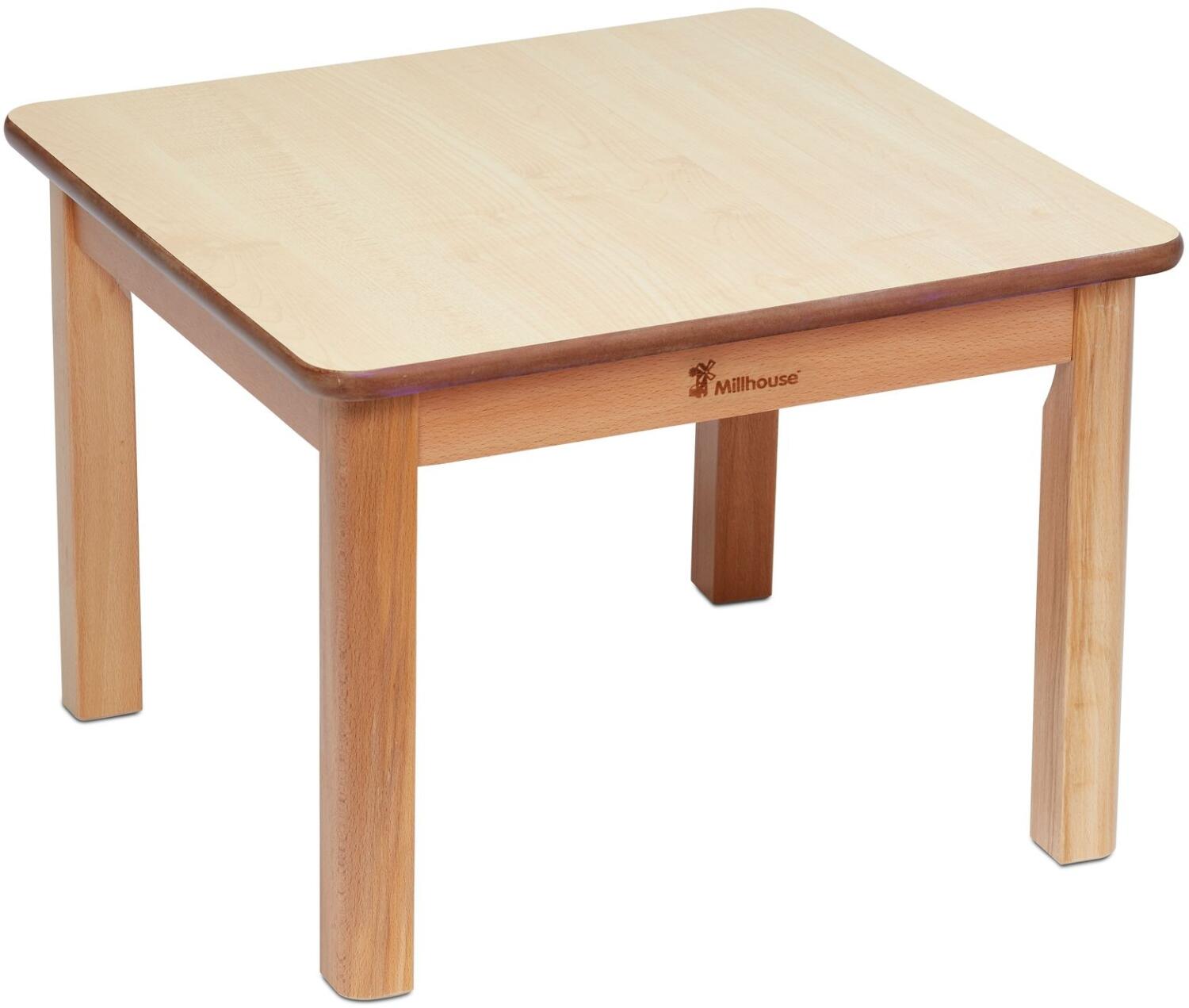Millhouse Small Square Table - Solid Beech Frame with Maple Top ...