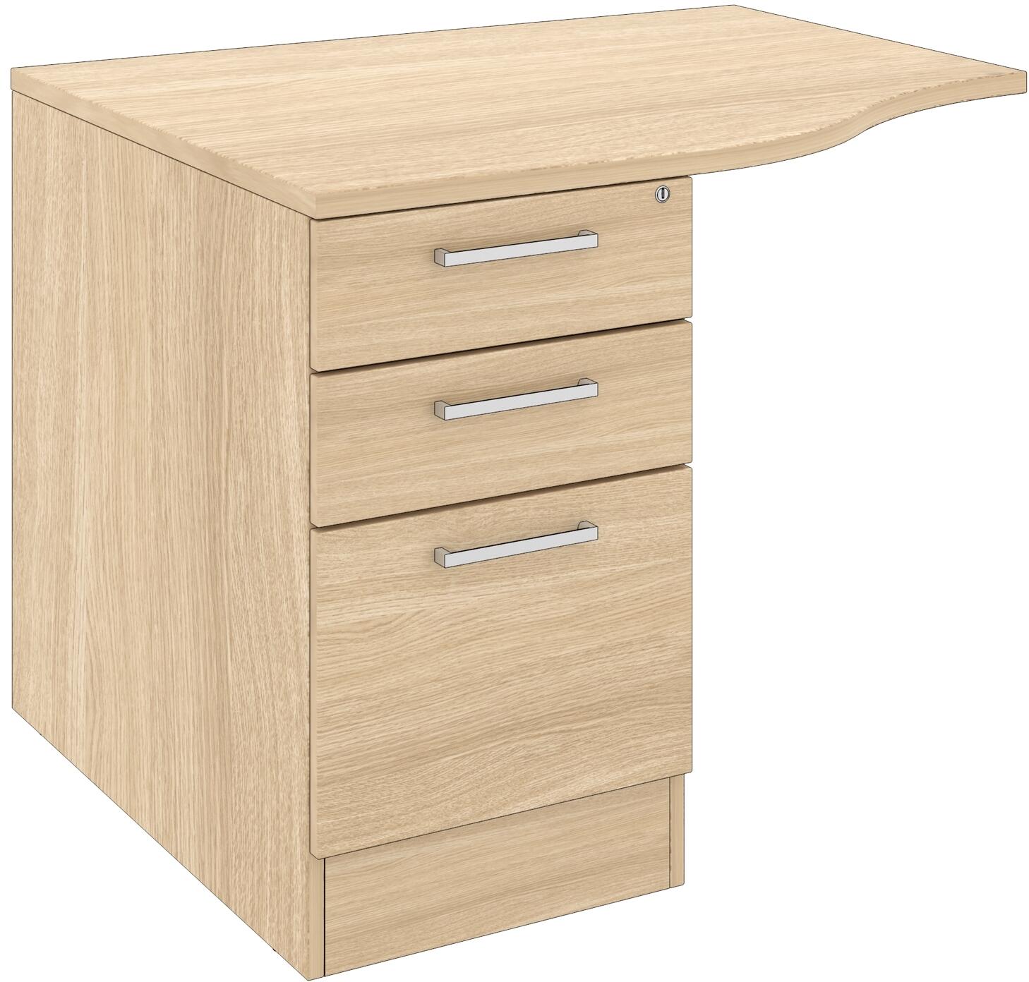 Elite 3 Drawer Desk | High Pedestal with Curved Overhanging Top ...