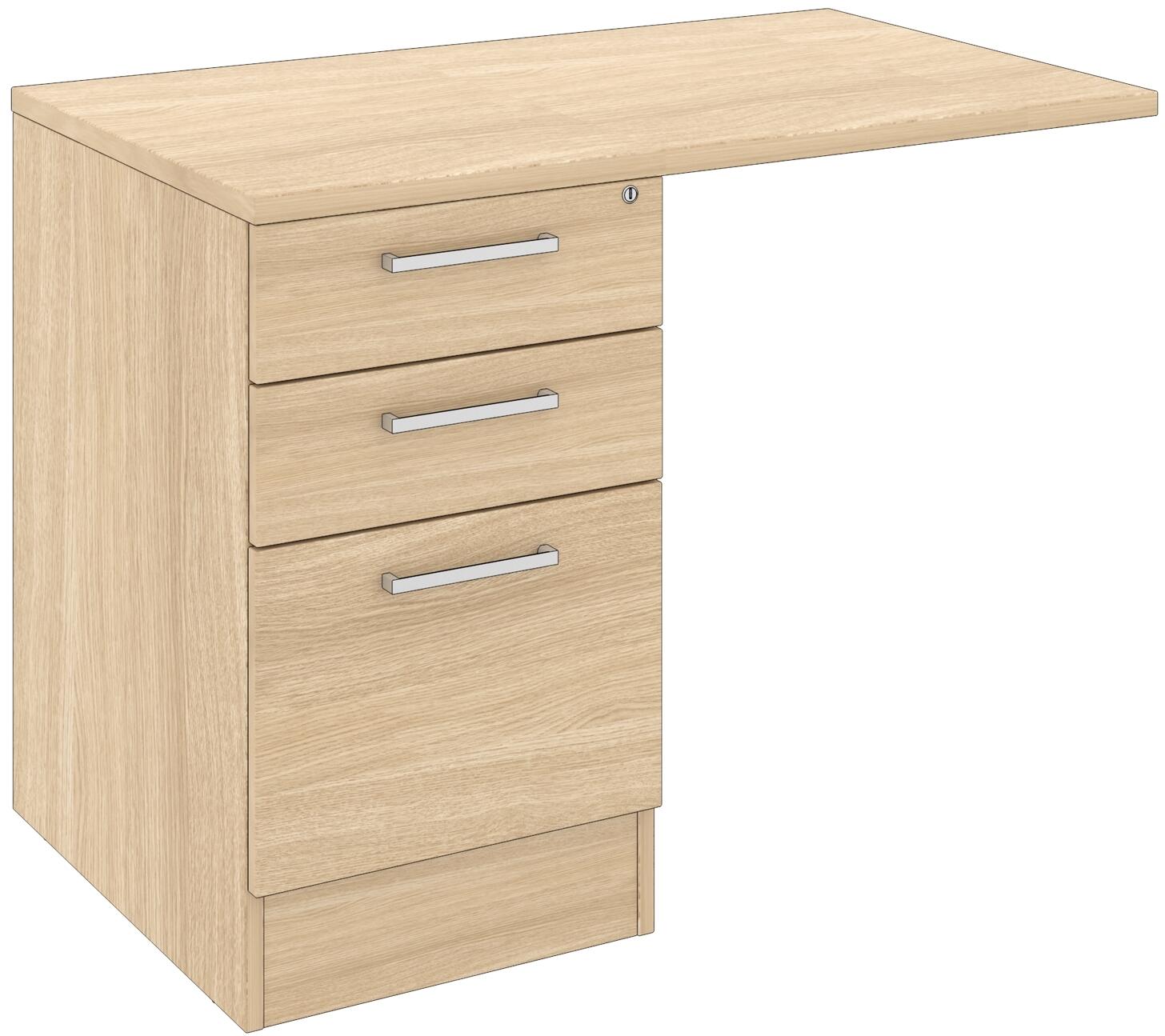 Elite 3 Drawer Desk High Pedestal With Overhanging Top - Office ...