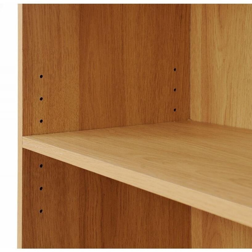 Essentials Low Wide Oak Bookcase with Adjustable 3-Tier Shelves ...