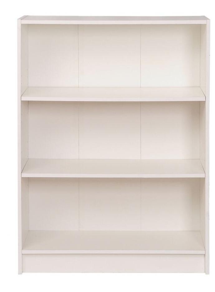 White Essentials Low Wide Bookcase with Adjustable Shelves - Office ...